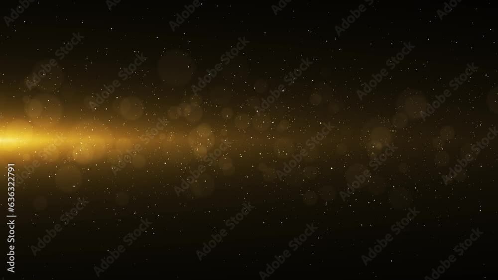 4K 3D Gold glitter particles background shining stars falling down ...