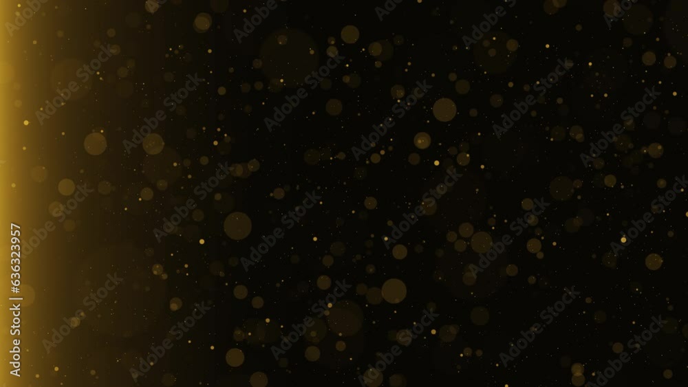 4K 3D Gold glitter particles background shining stars falling down ...