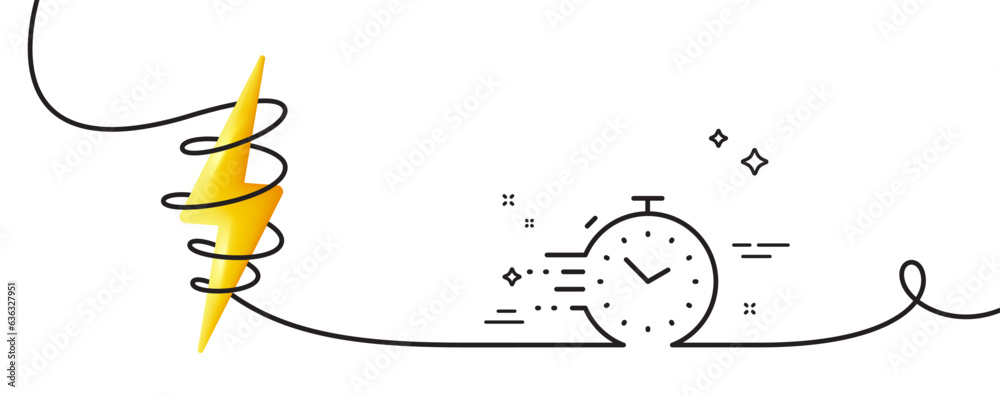 Timer line icon. Continuous one line with curl. Time management sign. Stopwatch symbol. Timer ...