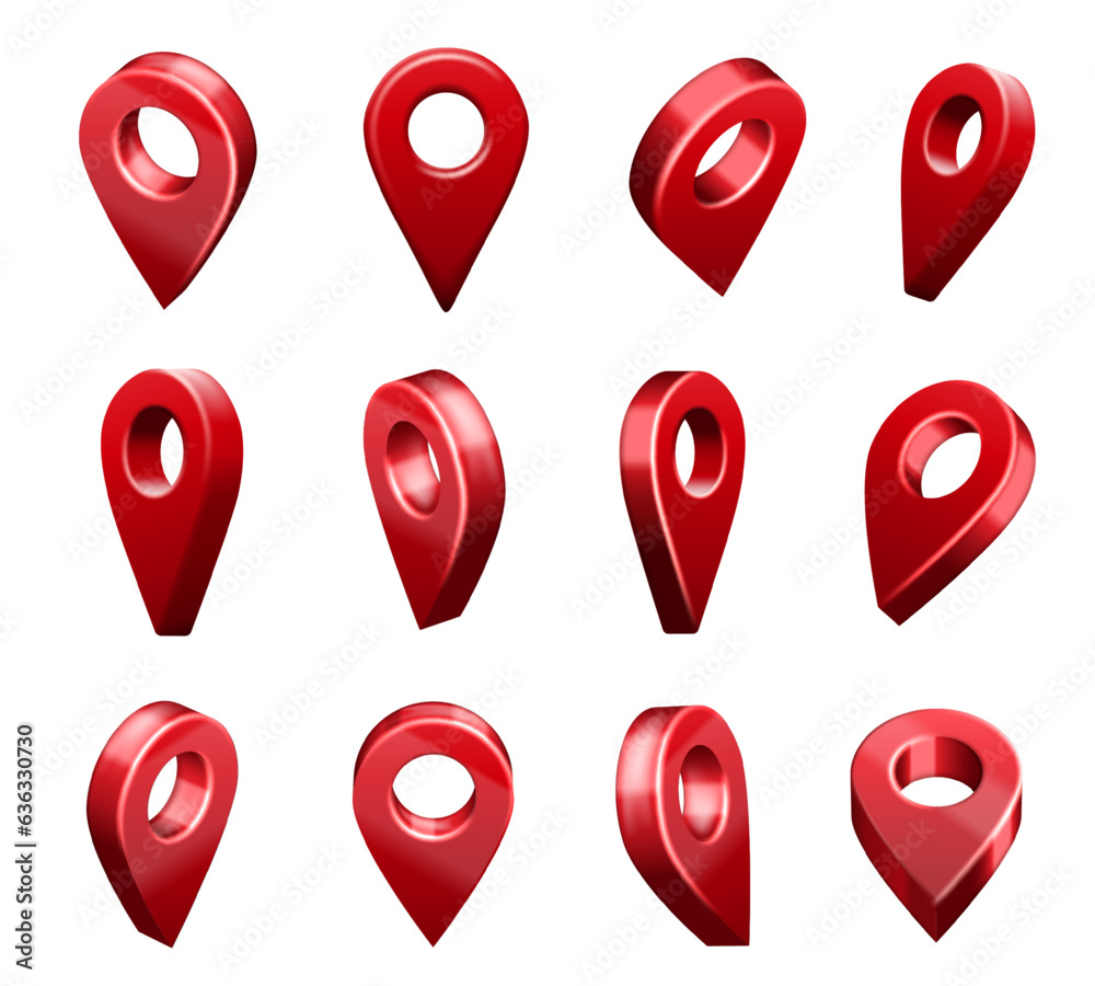 Location map pin pointer icons. Geo locator system sign, travel map ...