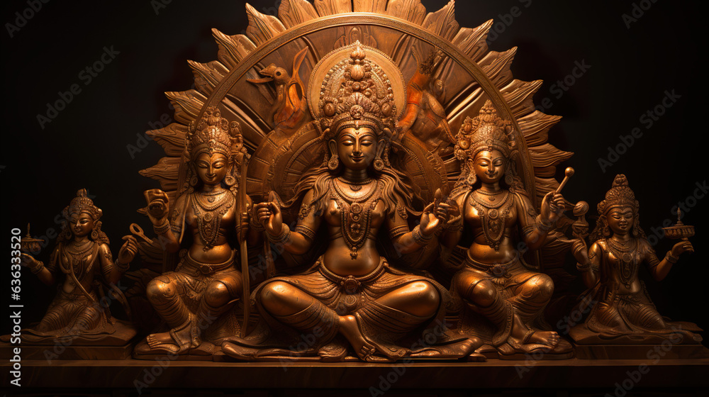 Ancient Hindu God Brahma Stock Illustration | Adobe Stock