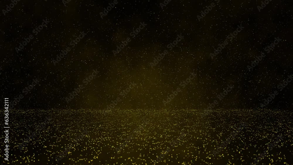 4K 3D Gold glitter particles background shining stars falling down ...