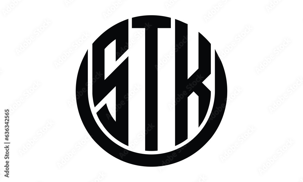 STK shield in circle logo design vector template. lettermrk, wordmark ...