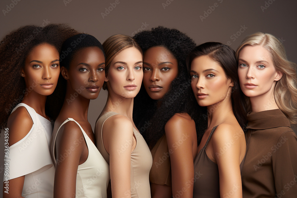 Generative AI portrait group of attractive female fashion models ...