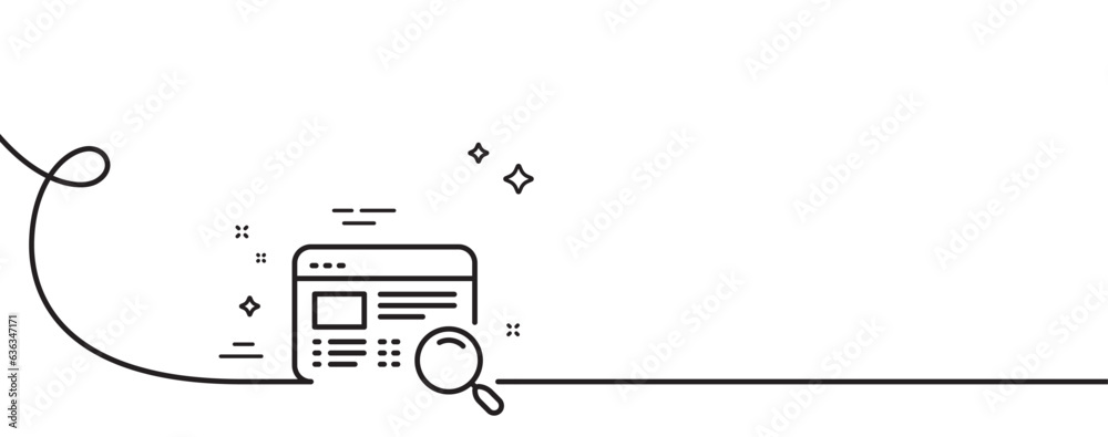 Website search line icon. Continuous one line with curl. Find internet ...