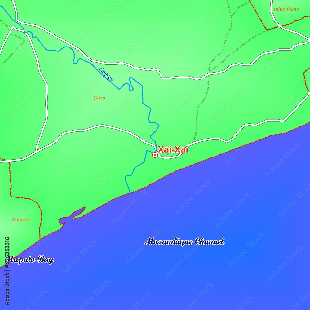 Illustrated Map of Xai-Xai City in Mozambique Stock Illustration ...