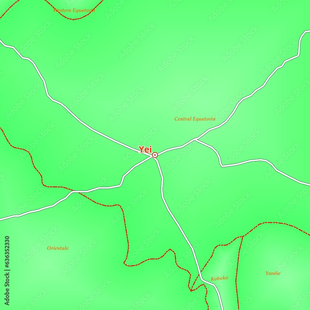 Illustrated Map of Yei City in South Sudan Stock Illustration | Adobe Stock