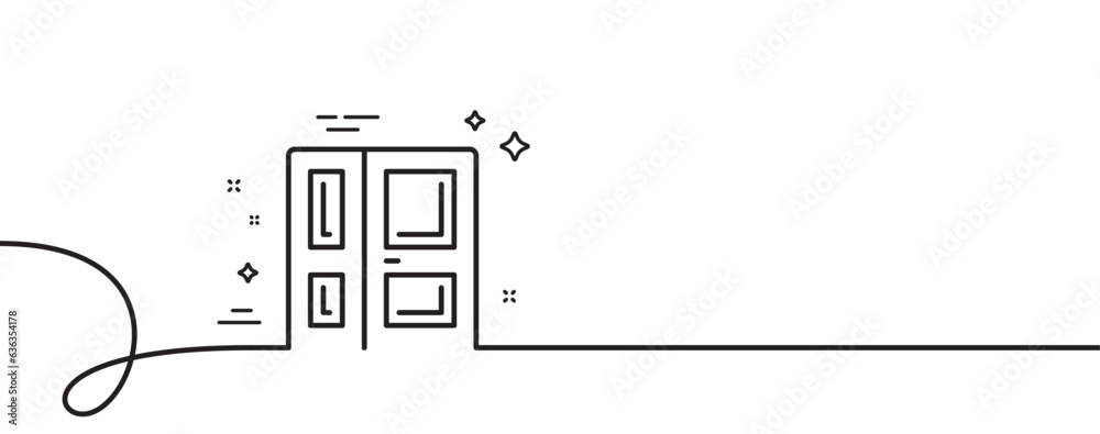 Entrance line icon. Continuous one line with curl. Entry door sign ...