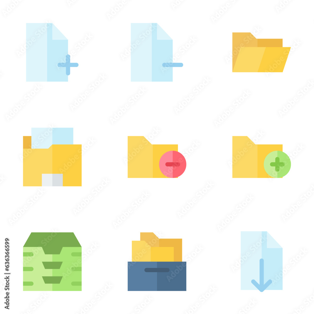 Office documents icon set, in flat style, suitable for business, office ...