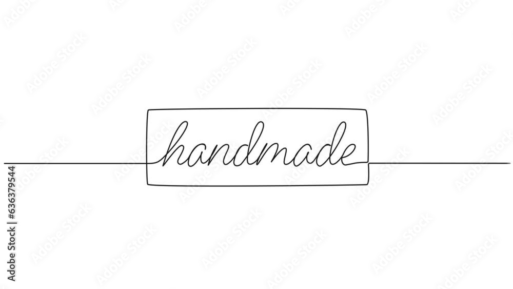 animated continuous single line drawing of handwritten word HANDMADE ...