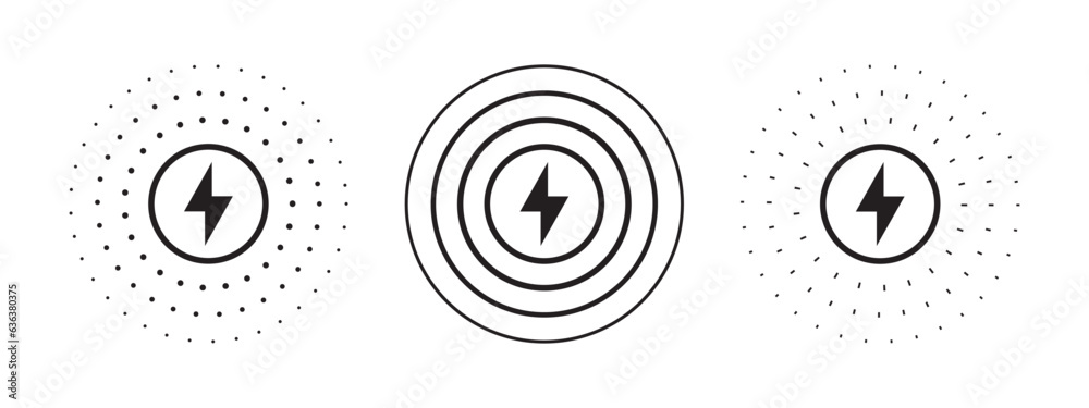 Fast charge symbols. Wireless charger concept. Battery charge level ...