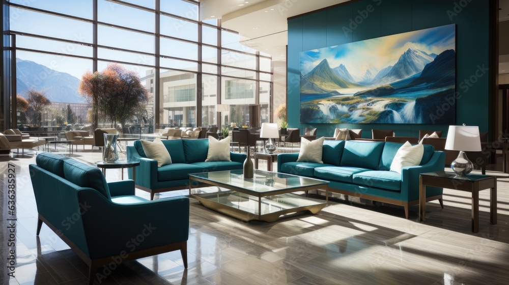 Portray the essence of a modern business environment with a minimalist ...