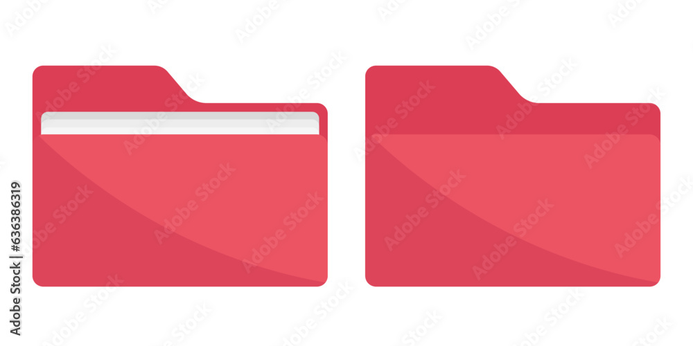 Red folders. Open and closed folder icons. Black or dark gray folders ...