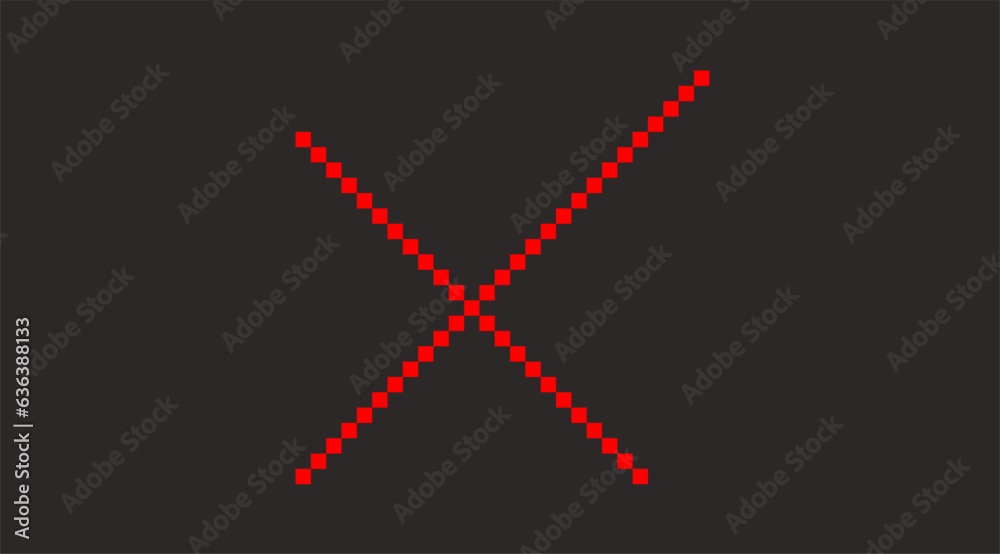 Pixelated art with black background of Cross sign, Disagree red sign ...