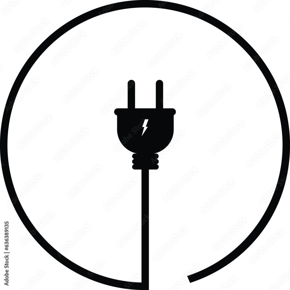 Electric plug with cable. electricity and energy symbol. isolated ...