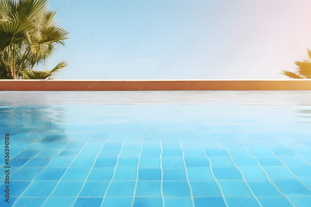 Empty poolside surface with summer travel hotel swimming pool ...