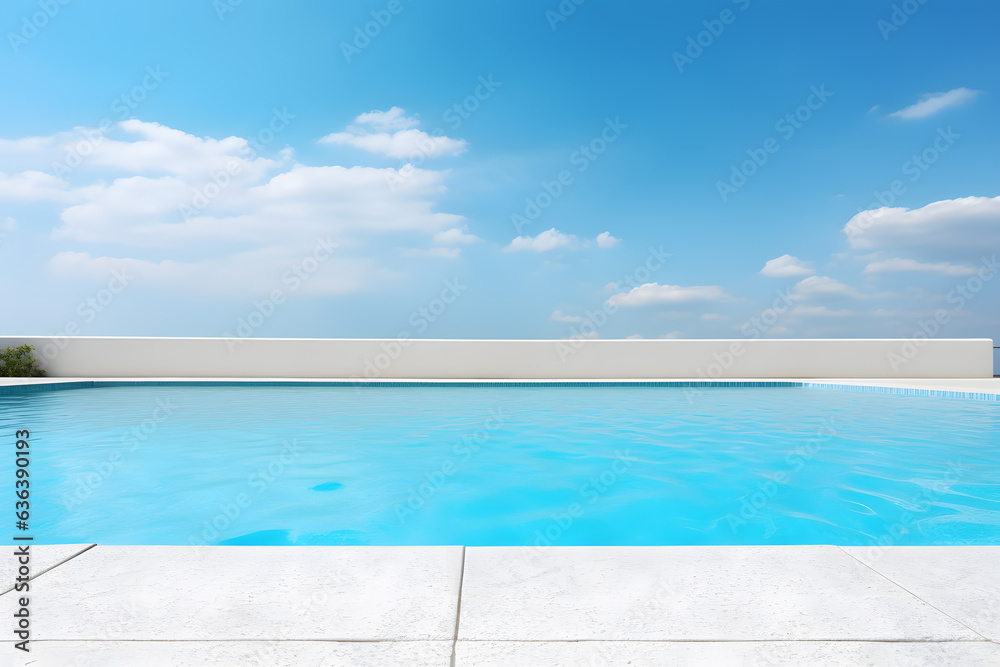 Empty poolside surface with summer travel hotel swimming pool ...