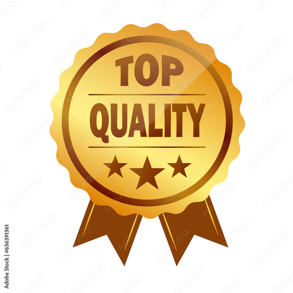 Vector illustration, golden sign with ribbons of Top Quality Assurance ...