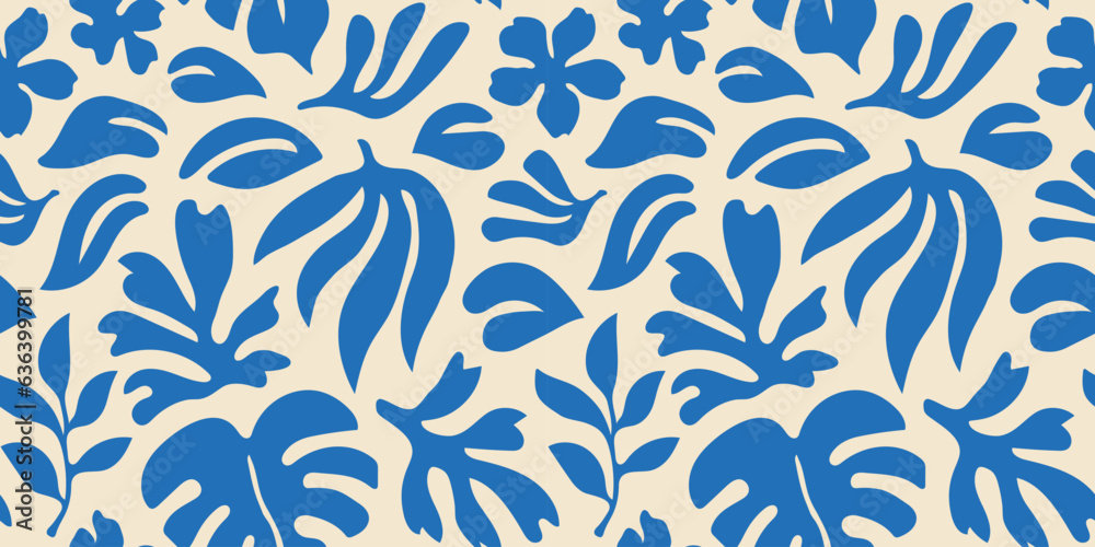 Abstract nature art leaf collage shape seamless pattern. Trendy ...