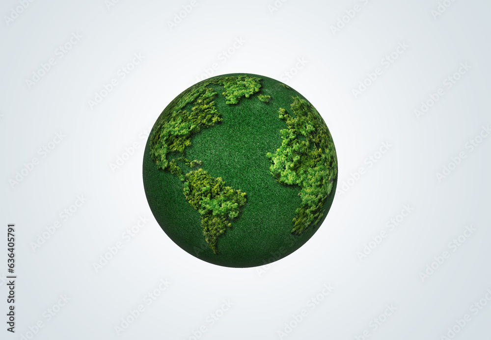 Green World Map- 3D tree or forest shape of world map isolated on white ...
