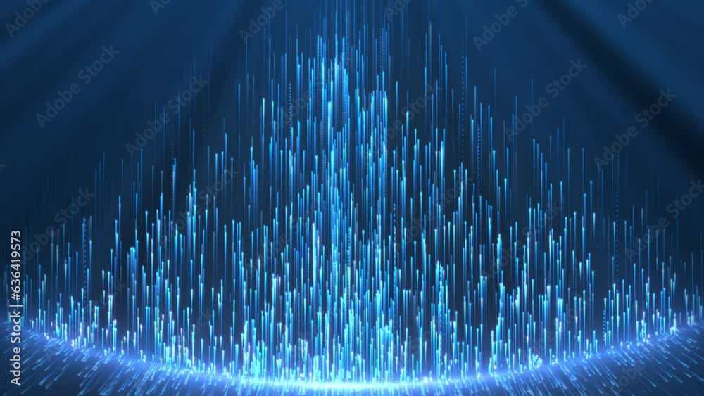 Luxury blue background animation. Light blue rising particles on dark ...
