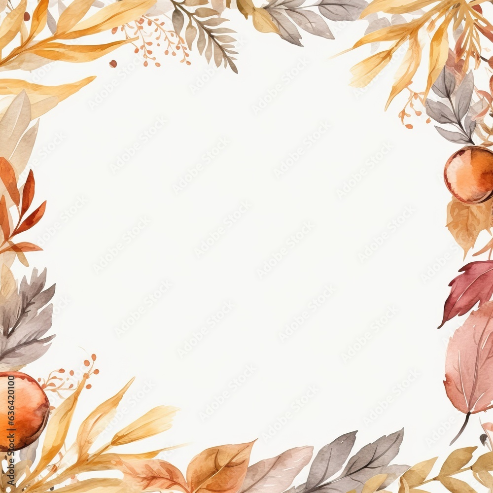 Autumn paper template watercolour clipart frame high quality ai ...