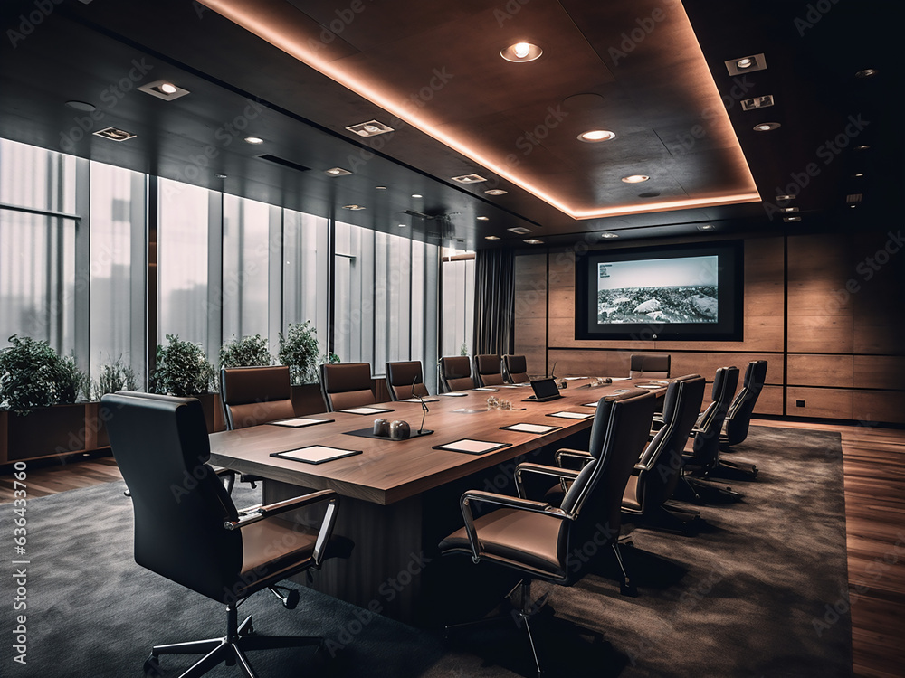 Furniture-rich conference room, well-lit space. AI Generated. Stock ...