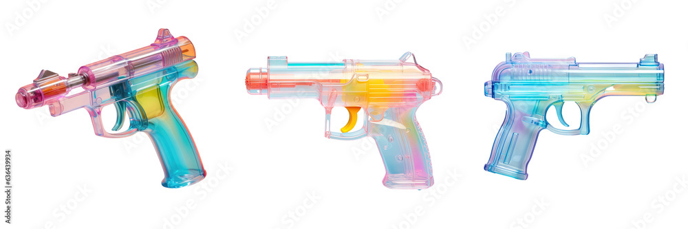 Transparent plastic water gun on a vibrant transparent background Stock ...