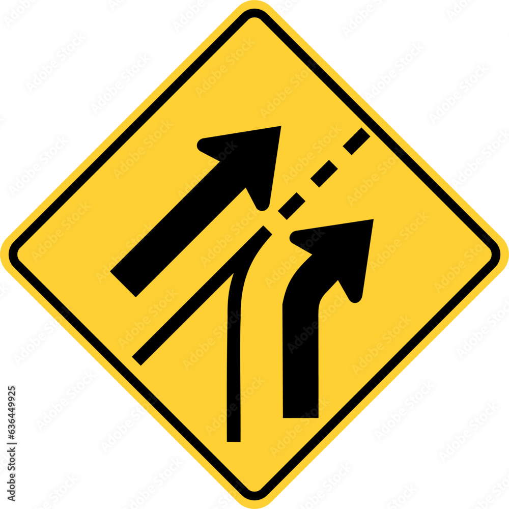 Vector graphic of a usa added right lane on slip road highway sign. It ...