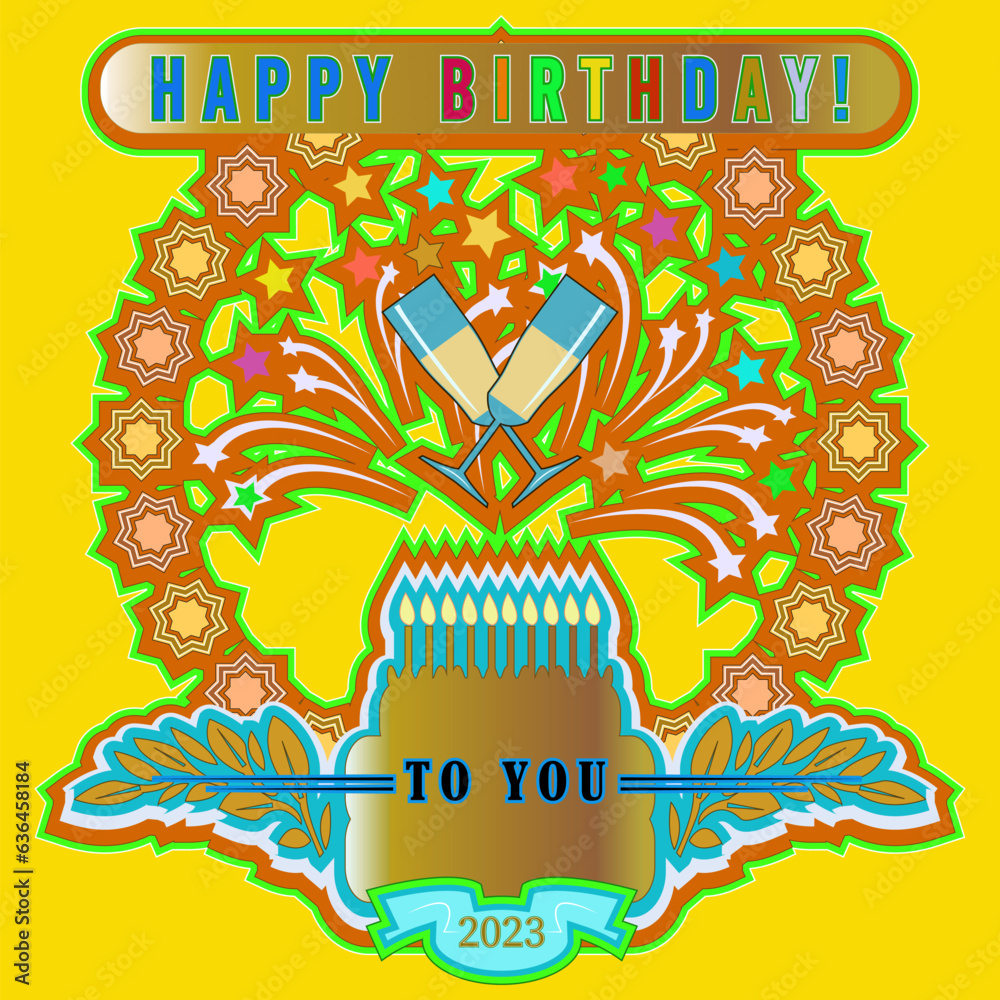 Happy birthday, logo, background. Vector graphic. Stock Vector | Adobe ...