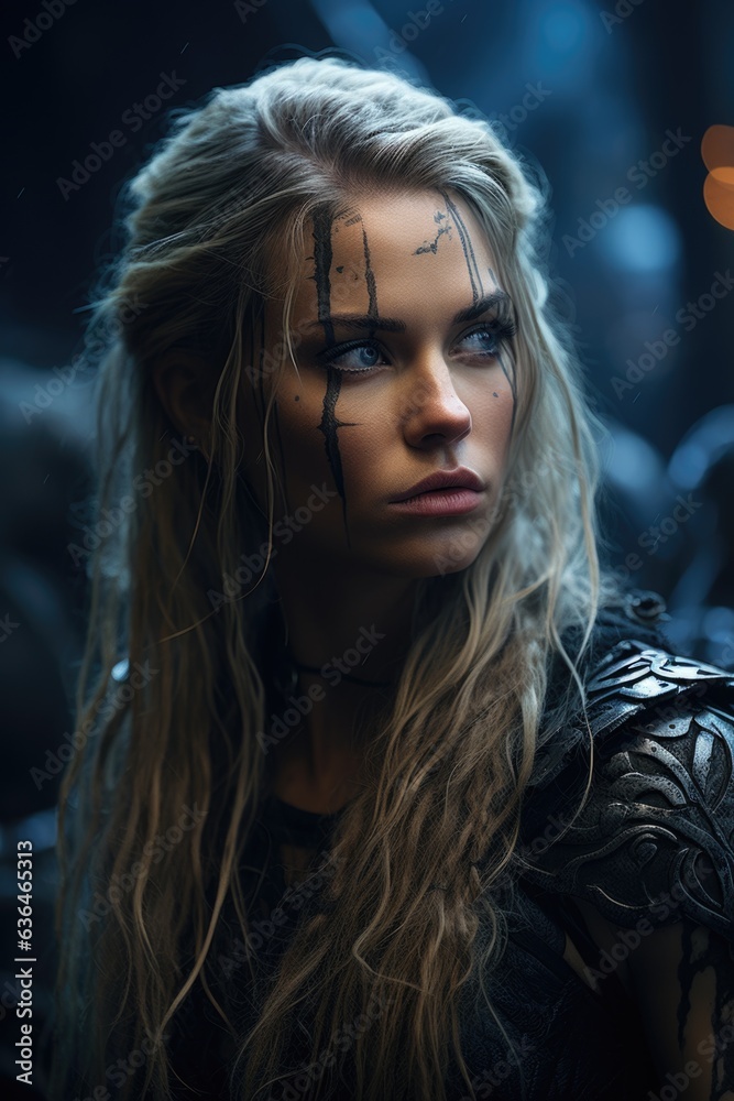 Portrait of a female Viking warrior, female medieval Scandinavian ...