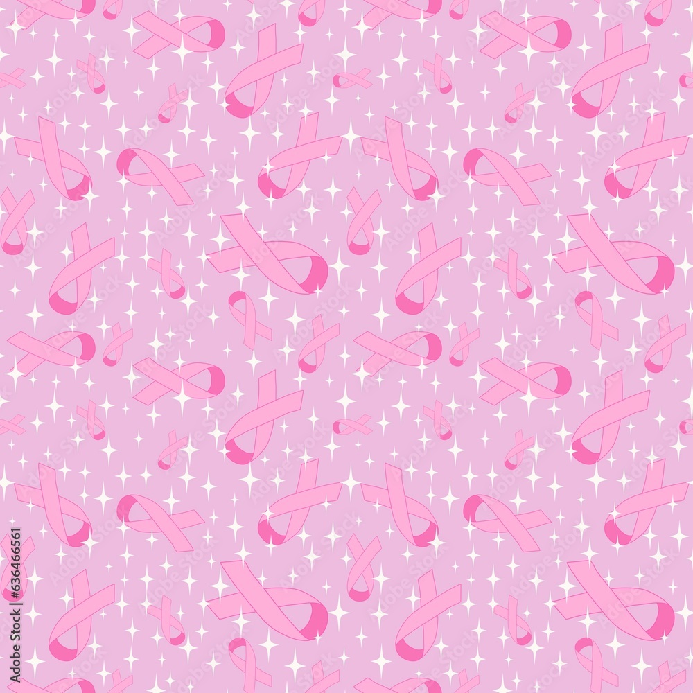 Breast cancer month seamless pink ribbon day mammogram pattern for ...