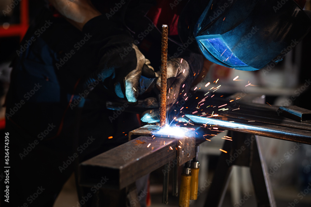 man welder, mig or tig welding, craftsman, erecting technical steel ...