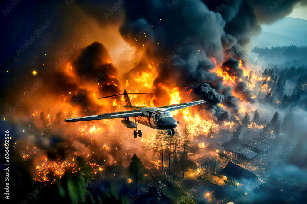 Fire fighting Helicopter o firefighting plane dropping water on ...