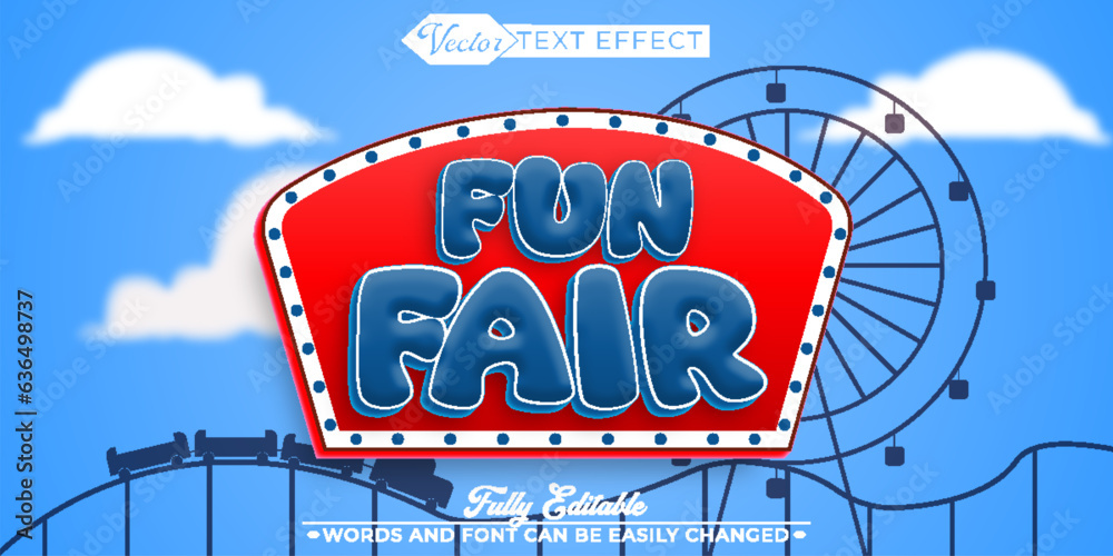 Cartoon Fun Fair Frame Vector Editable Text Effect Template Stock ...