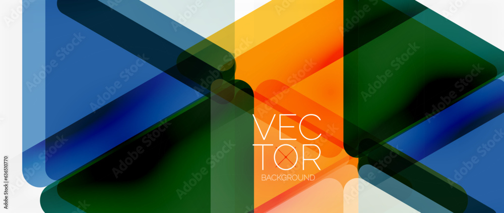 Abstract background. Color transparent triangles in mosaic style with ...