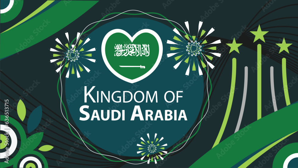 Vecteur Stock Saudi Arabia national day vector geometric banner design ...