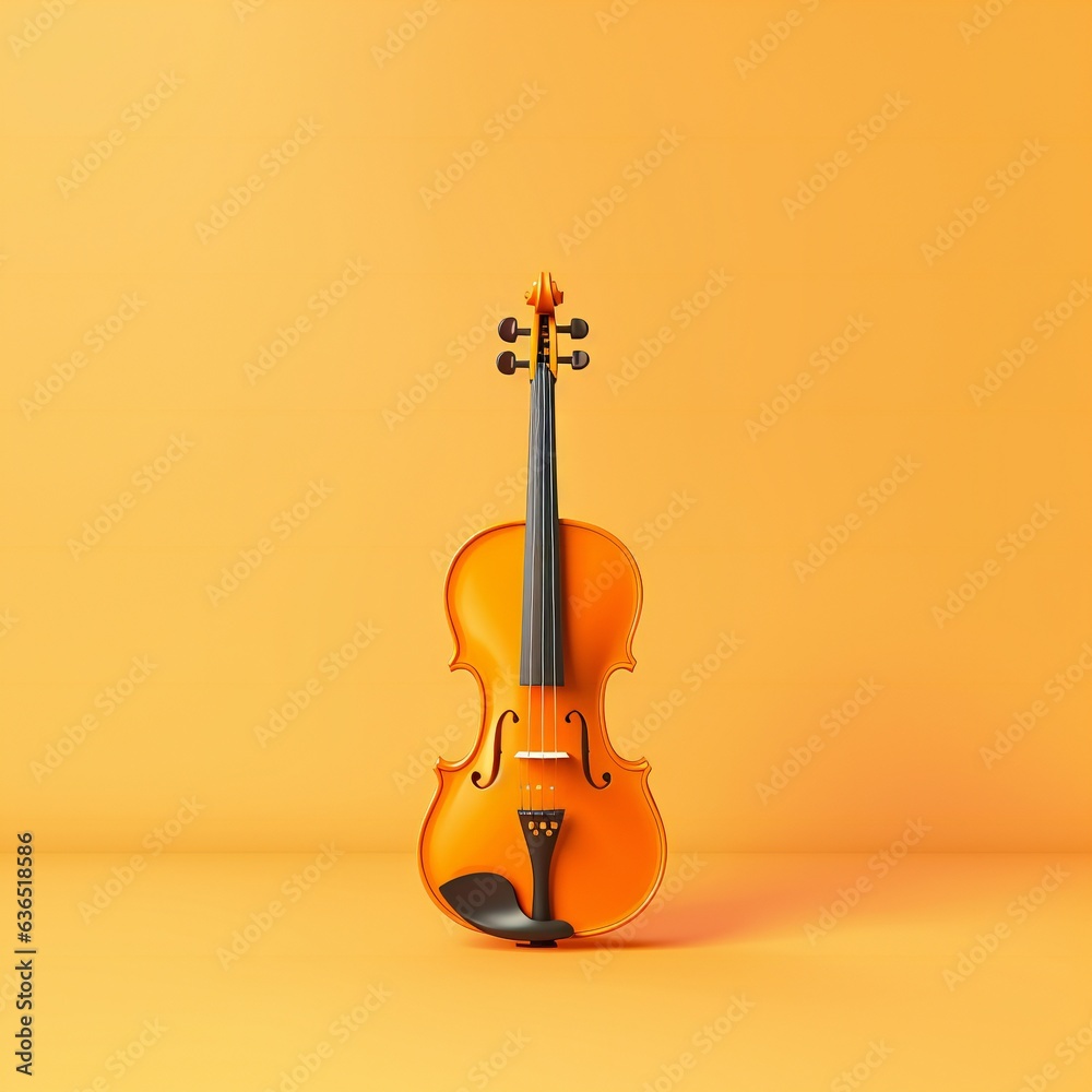 Classical music concert poster with orange color violin on yellow ...