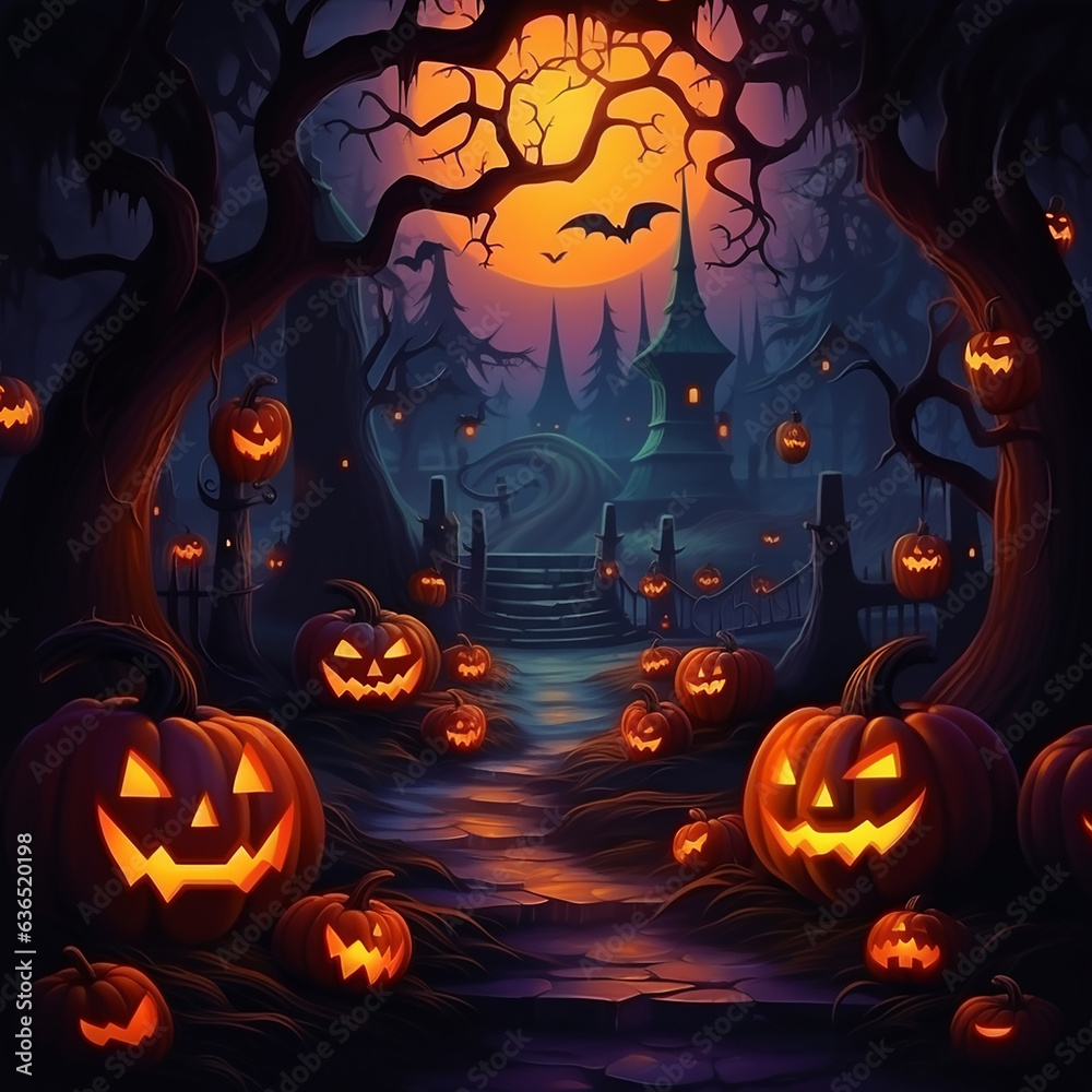 Halloween graveyard scene haunting nightmare hallowed background ...