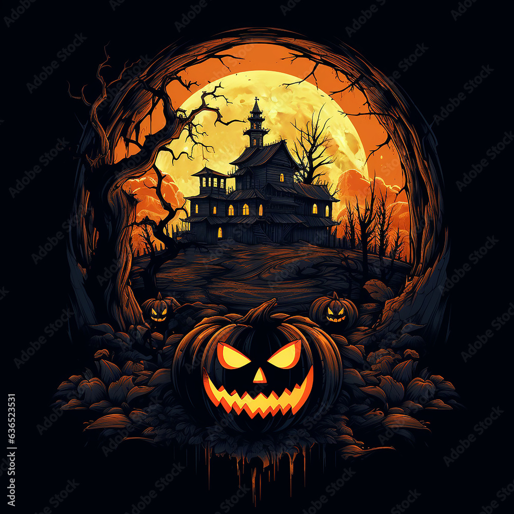 Halloween graveyard scene haunting nightmare hallowed background ...
