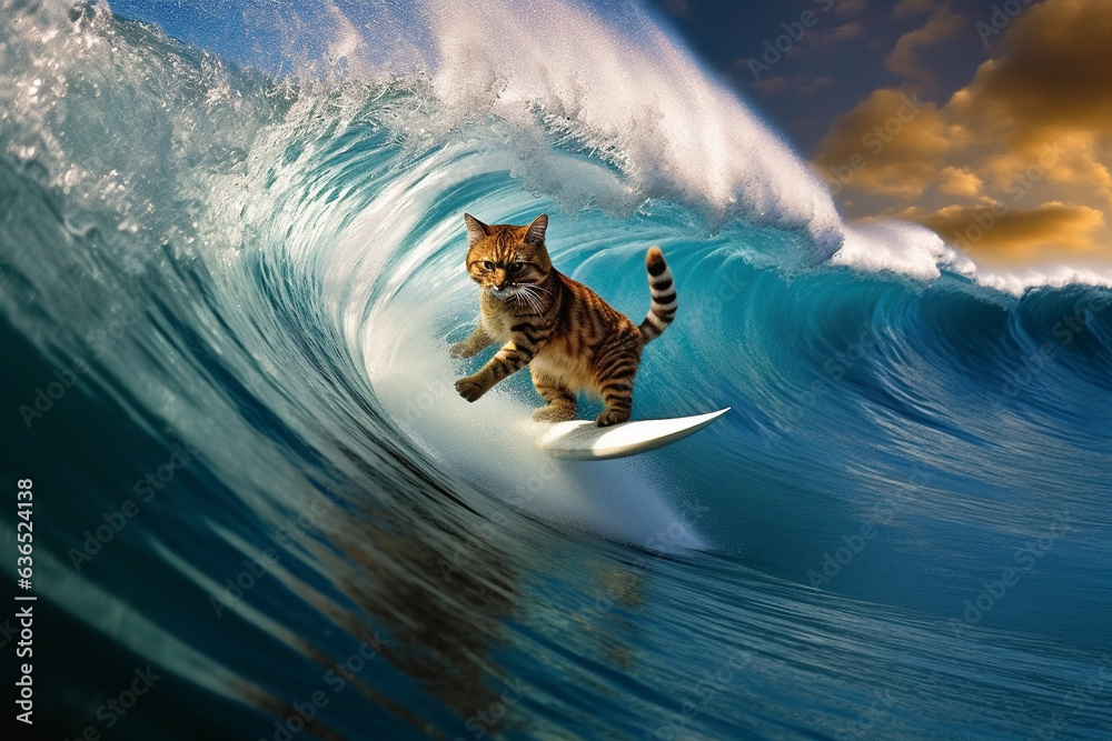 The surfboarding cat.With an adventurous spirit intact, this cat ...