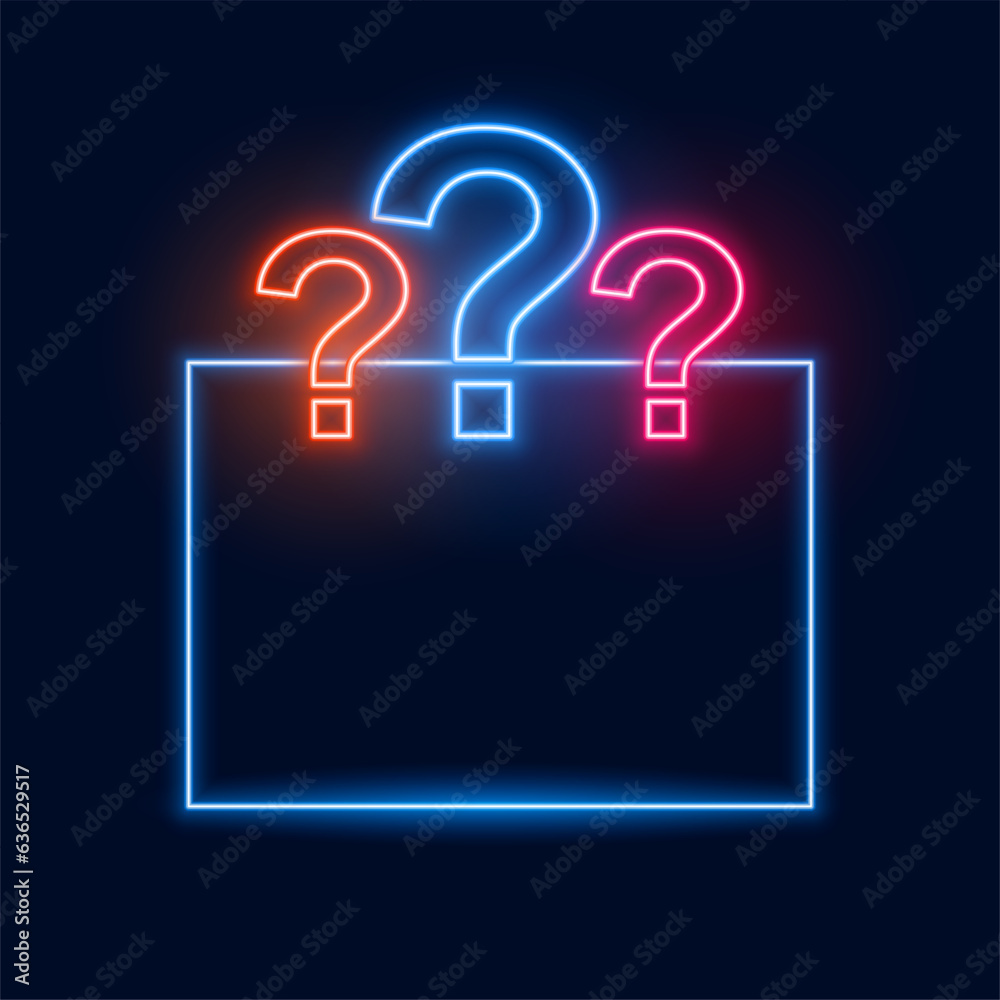 glowing neon question mark sign background with blank space Stock ...