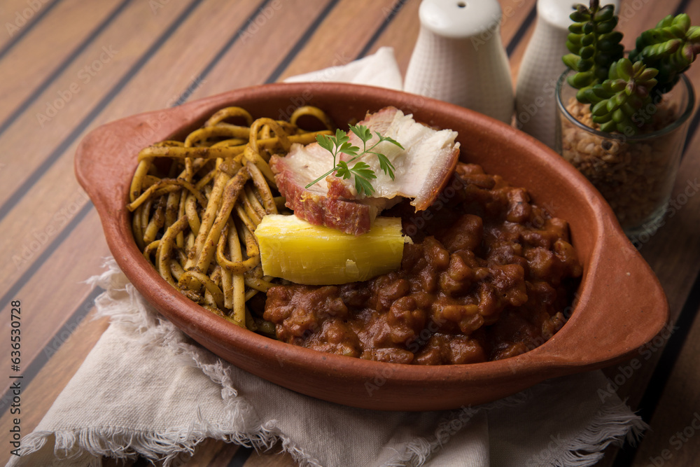 Carapulcra sopa seca noodles peru peruvian comfort popular food plate ...