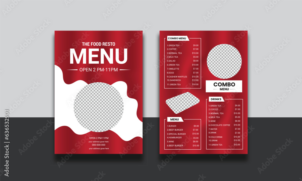 Photo & Art Print creative modern editable resturant menu card design ...