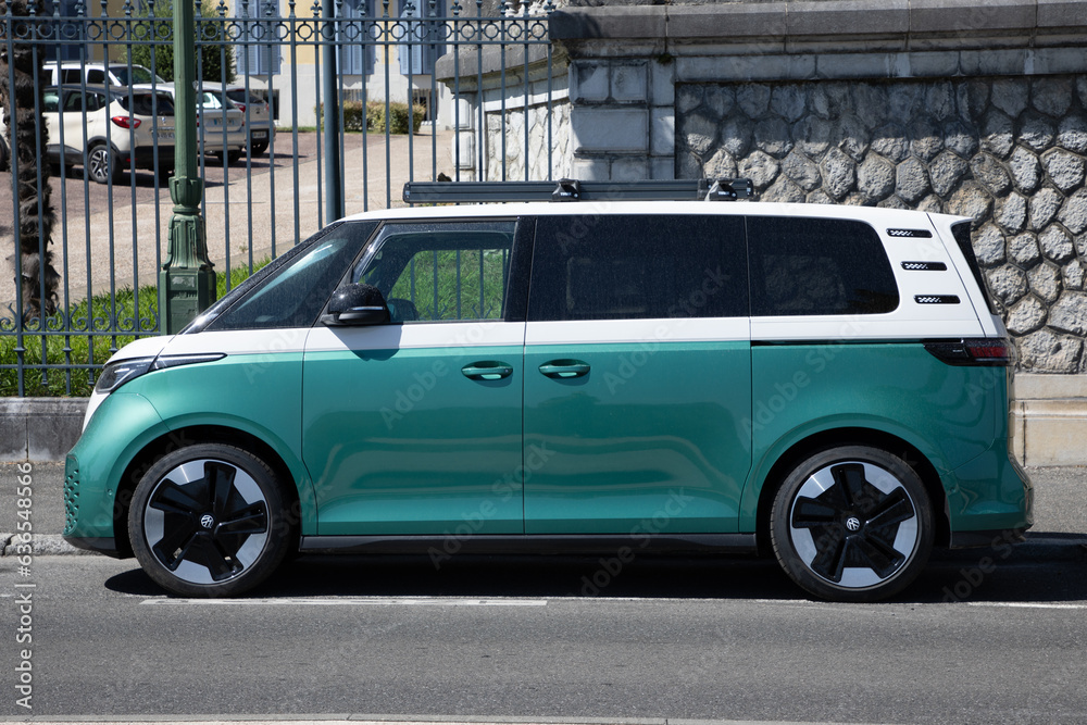 Volkswagen ID Buzz Pro side street view EV van car electric vehicle ...