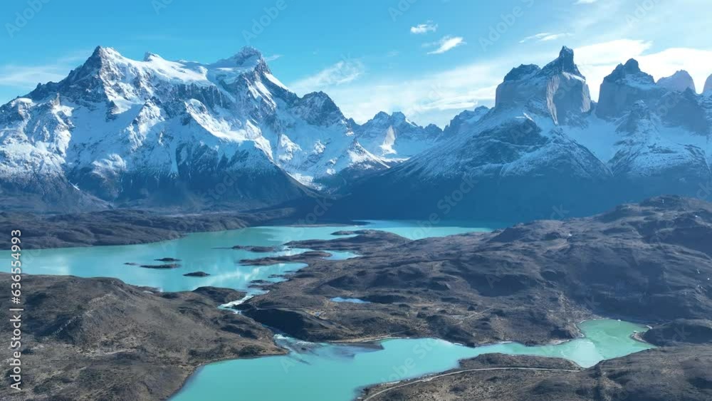 National Park Of Torres Del Paine In Puerto Natales Chile. Snowy ...