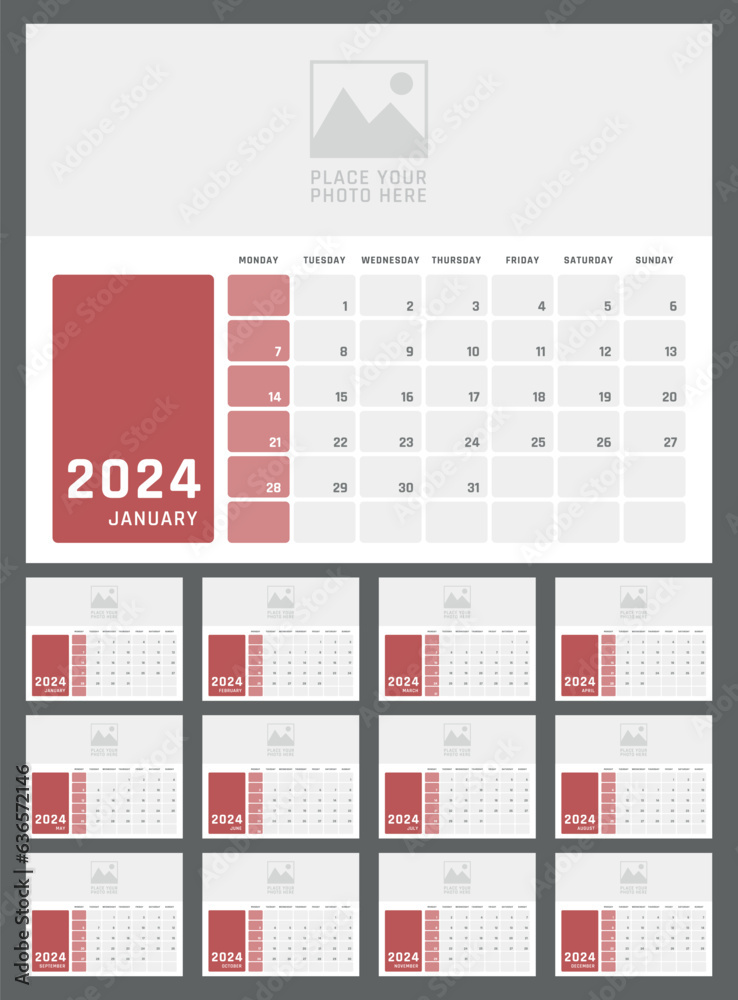 2024 year calendar, calendar design for 2024 starts sunday Stock Vector ...