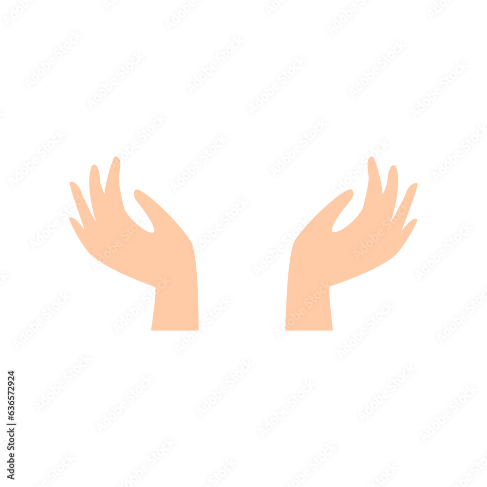 Vector open hands hand drawn cupped hands holding an object ...