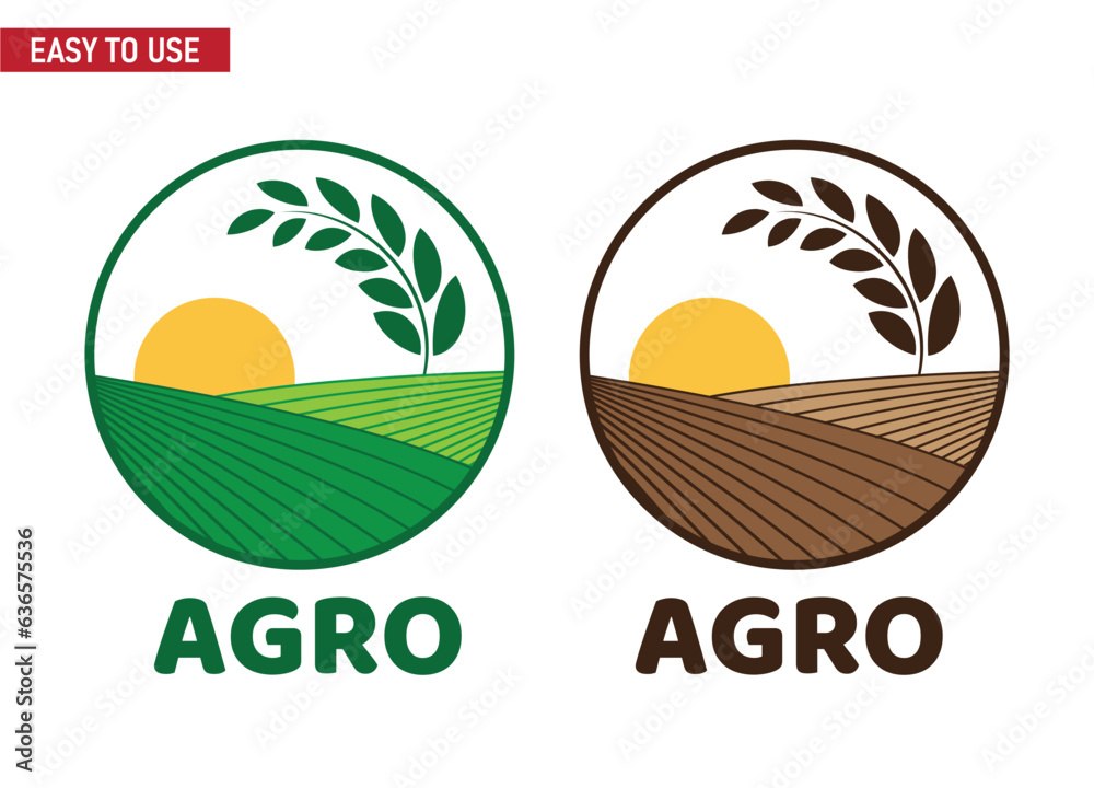 AGRO logo, agricultre, farm, farmer, field, Symbol, icon, badge ...