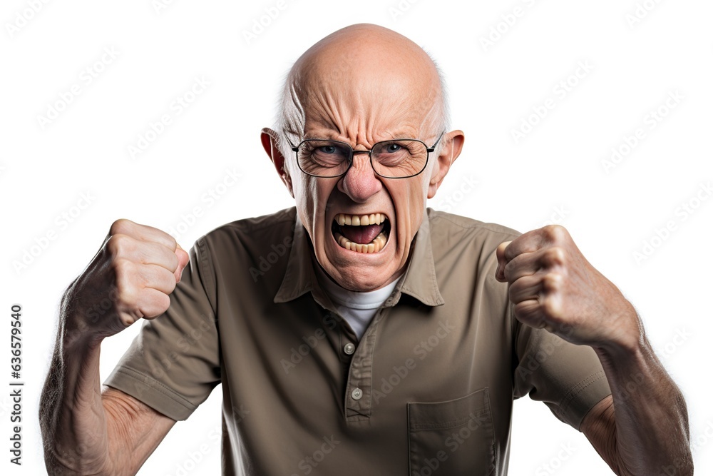 angry old man shouting and clenching his fists Stock Photo | Adobe Stock
